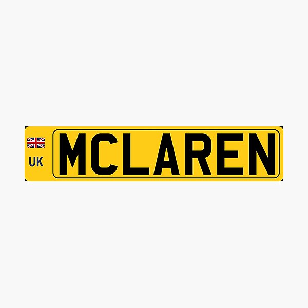 "McLaren UK Reg Plate - Registration Number License Plate" Photographic ...