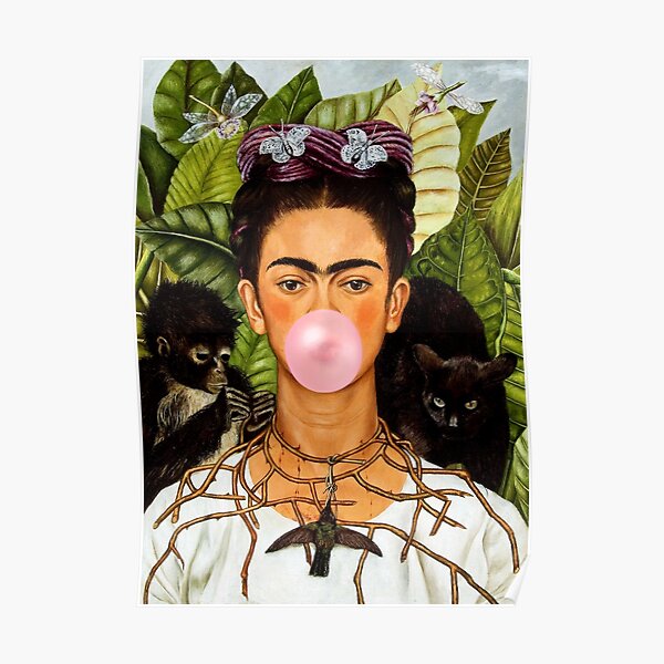 "Frida Kahlo Bubble Gum Eclectic Print" Poster for Sale by ...