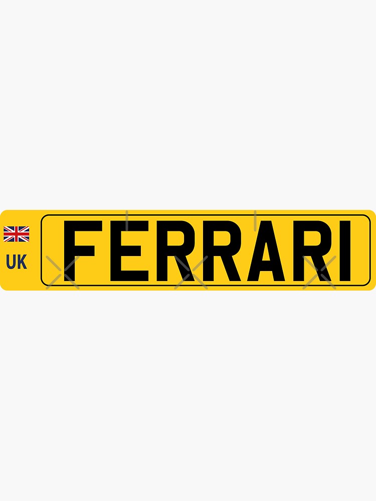 "Ferrari UK Reg Plate - Registration Number License Plate" Sticker for ...