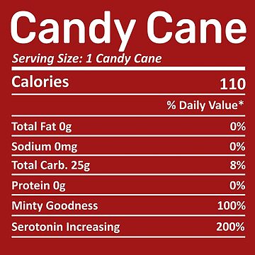 "Candy Cane Nutrition Facts Funny Candy Lover Christmas Gift" Poster ...