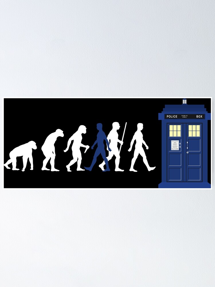 "Evolution Of Humans - Blue Police Public Call Box 2" Poster for Sale ...