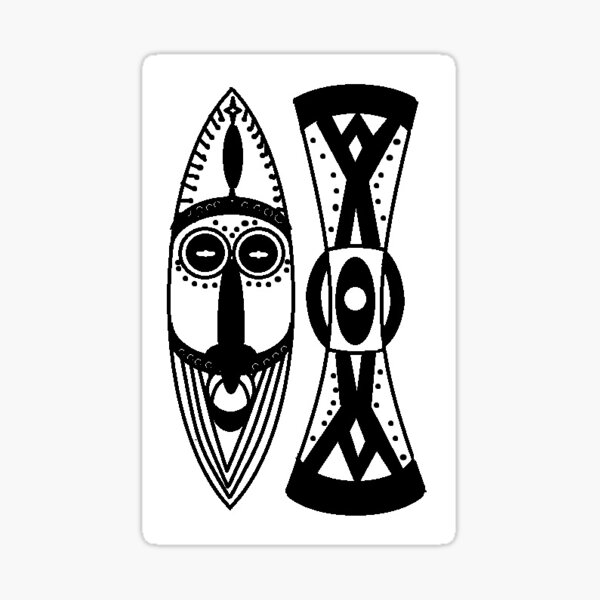 "Mask and Kundu Drum from Papua New Guinea" Sticker by MerkabArt ...