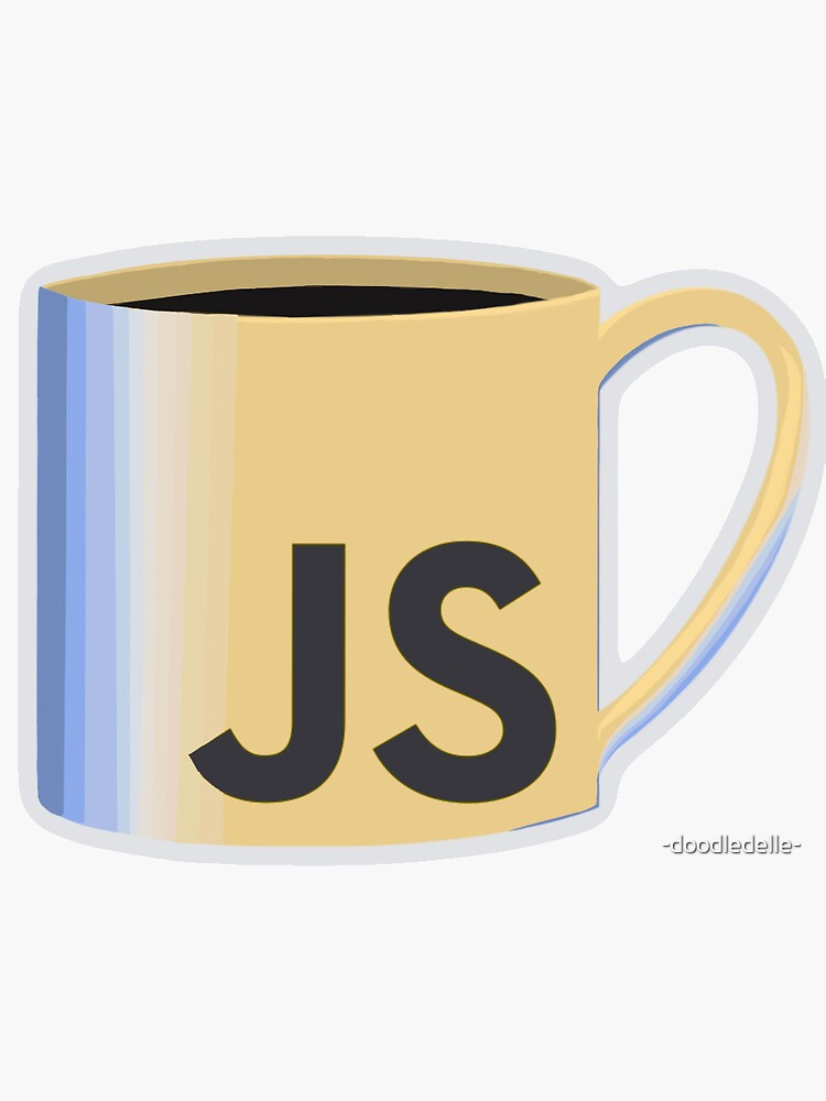 "Nice Cup of JavaScript Pun" Sticker for Sale by -doodledelle- | Redbubble