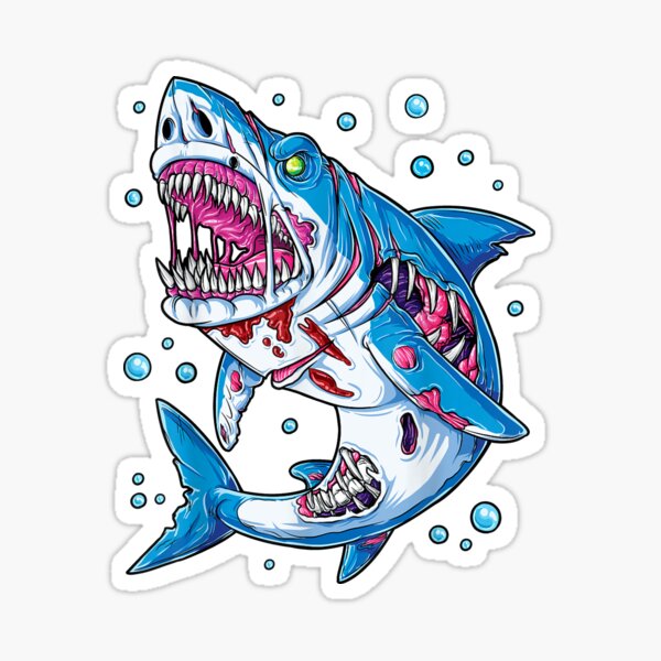 "Shark Zombie " Sticker for Sale by Awruna | Redbubble