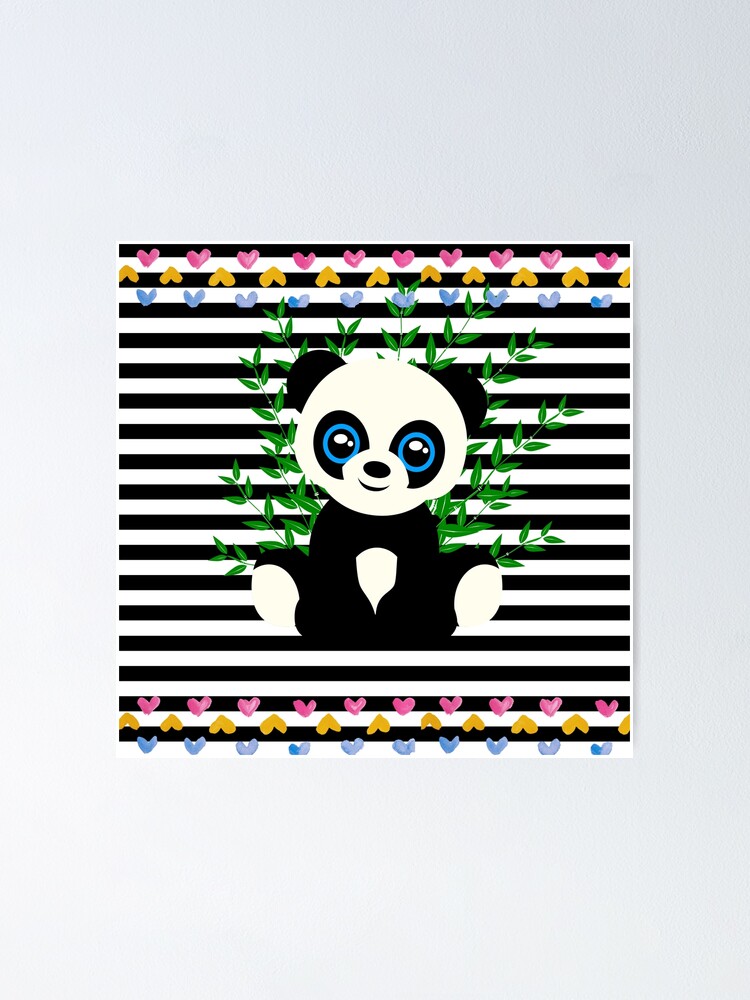 "Panda black and white stripes- cute" Poster for Sale by Dazzlingworld ...