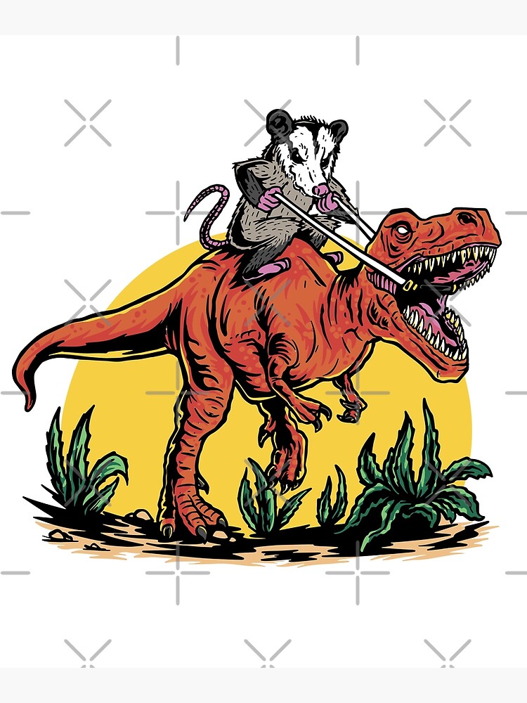 "Funny Opossum Riding T-Rex Dinosaur Tyrannosaurus Rex Possum" Poster ...