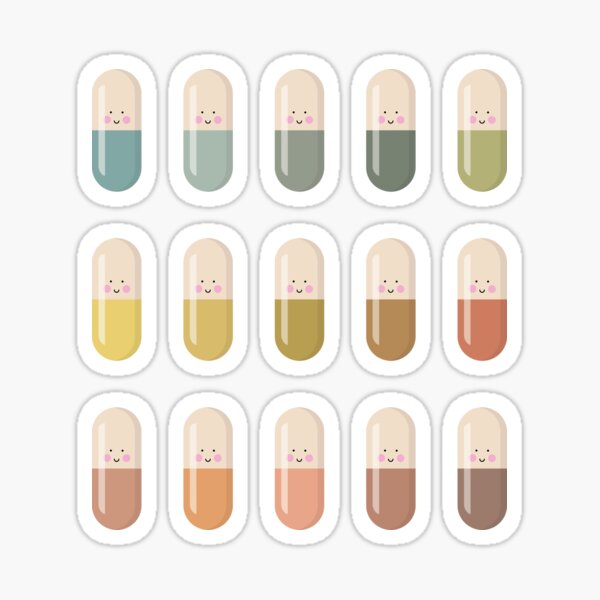 "Cute capsule pills 2" Sticker by Eenig | Redbubble