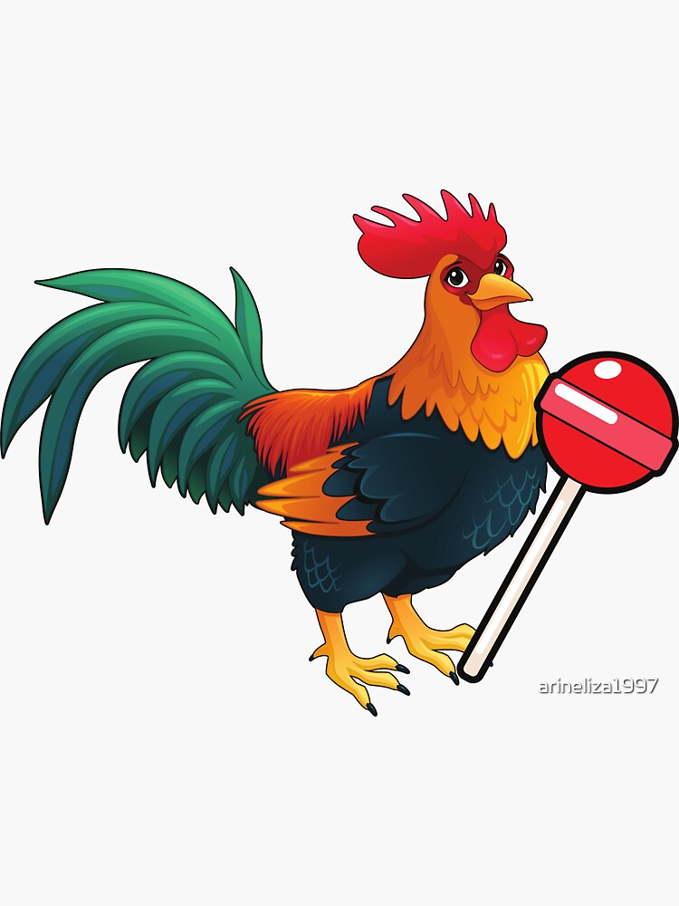 "Rooster Lollipop Synonym Pun" Sticker for Sale by arineliza1997 ...