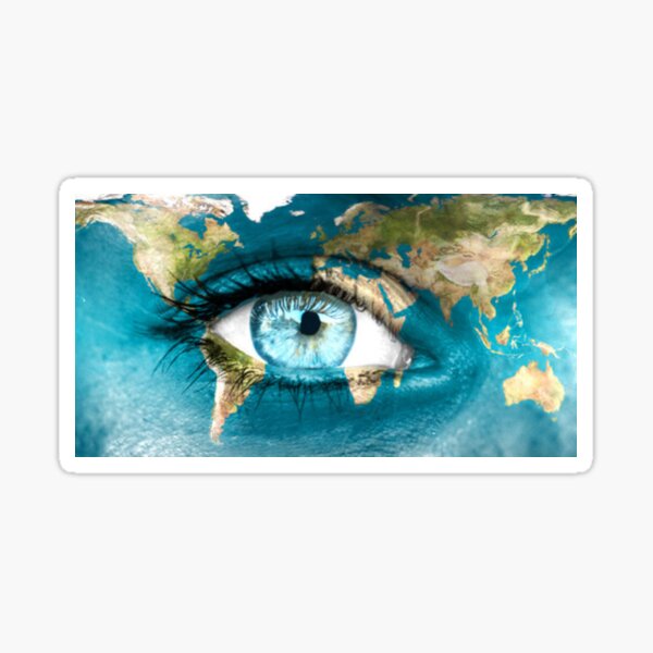 "Planet earth and blue human eye" Sticker for Sale by Dbanksdesign ...