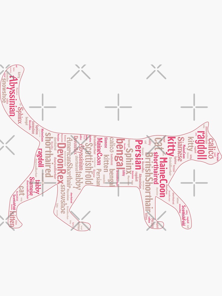 "Cat Shape Word Art " Sticker for Sale by Obitez | Redbubble