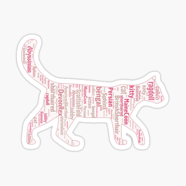"Cat Shape Word Art " Sticker for Sale by Obitez | Redbubble