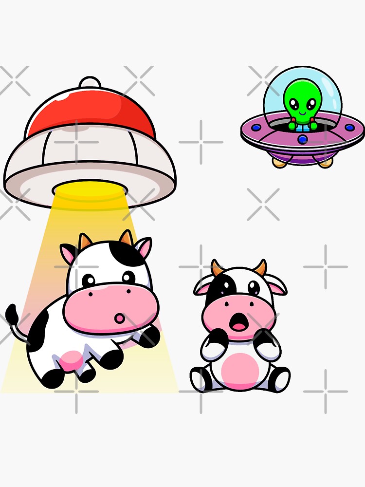 "Alien Taking Cow" Sticker by myfavoritepet | Redbubble
