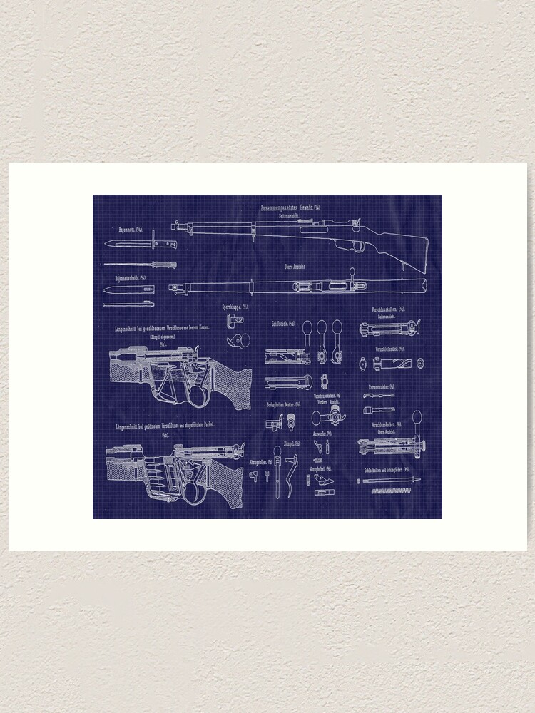 "Vintage Rifle Blueprint" Art Print for Sale by HistoSasa | Redbubble