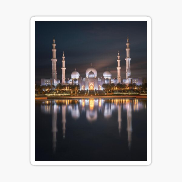 "GRAND MOSQUE - ABU DHABI" Sticker by lifestylein | Redbubble