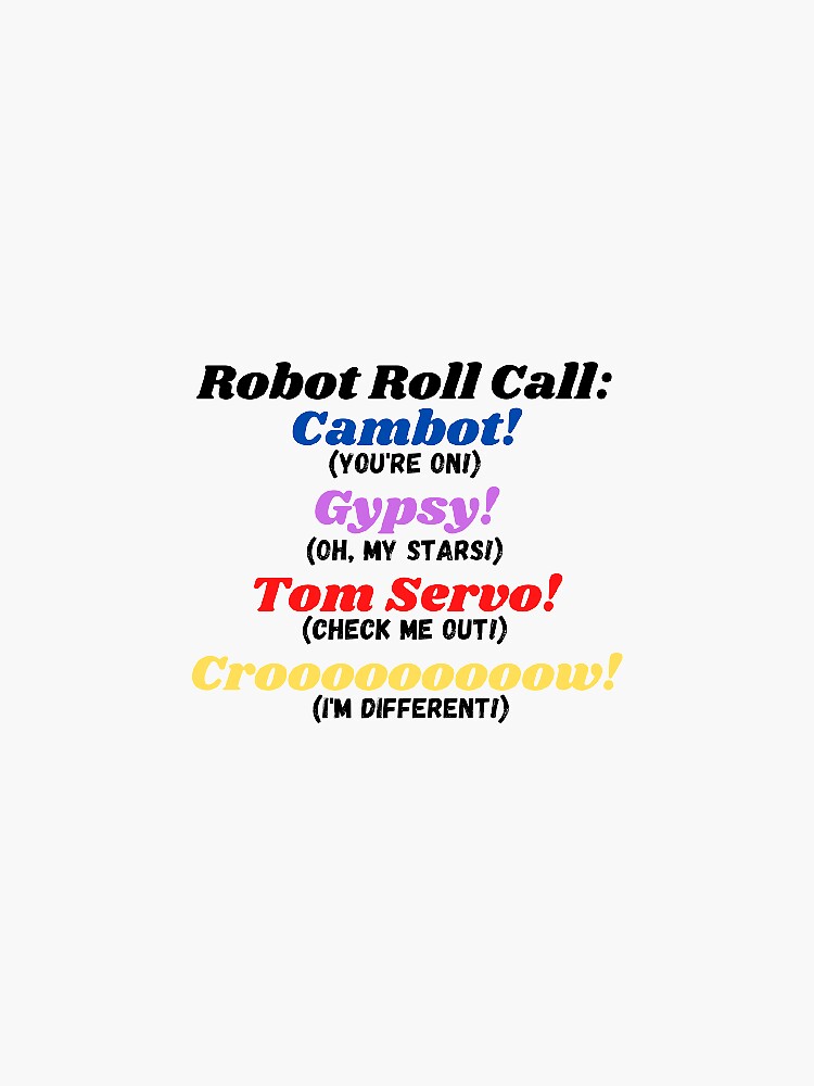 "MST3K Robot Roll Call Bot Names" Sticker for Sale by kylopen | Redbubble