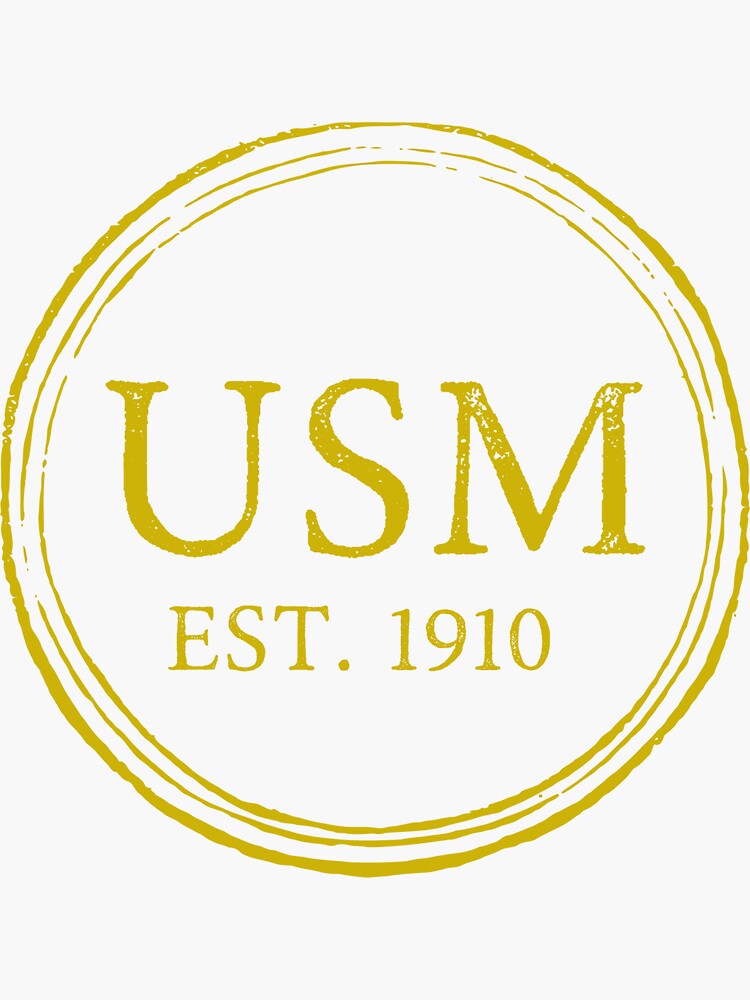 "Gold USM Logo Sticker " Sticker for Sale by briley02 | Redbubble