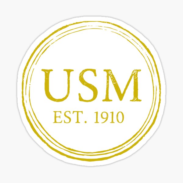 "Gold USM Logo Sticker " Sticker for Sale by briley02 | Redbubble