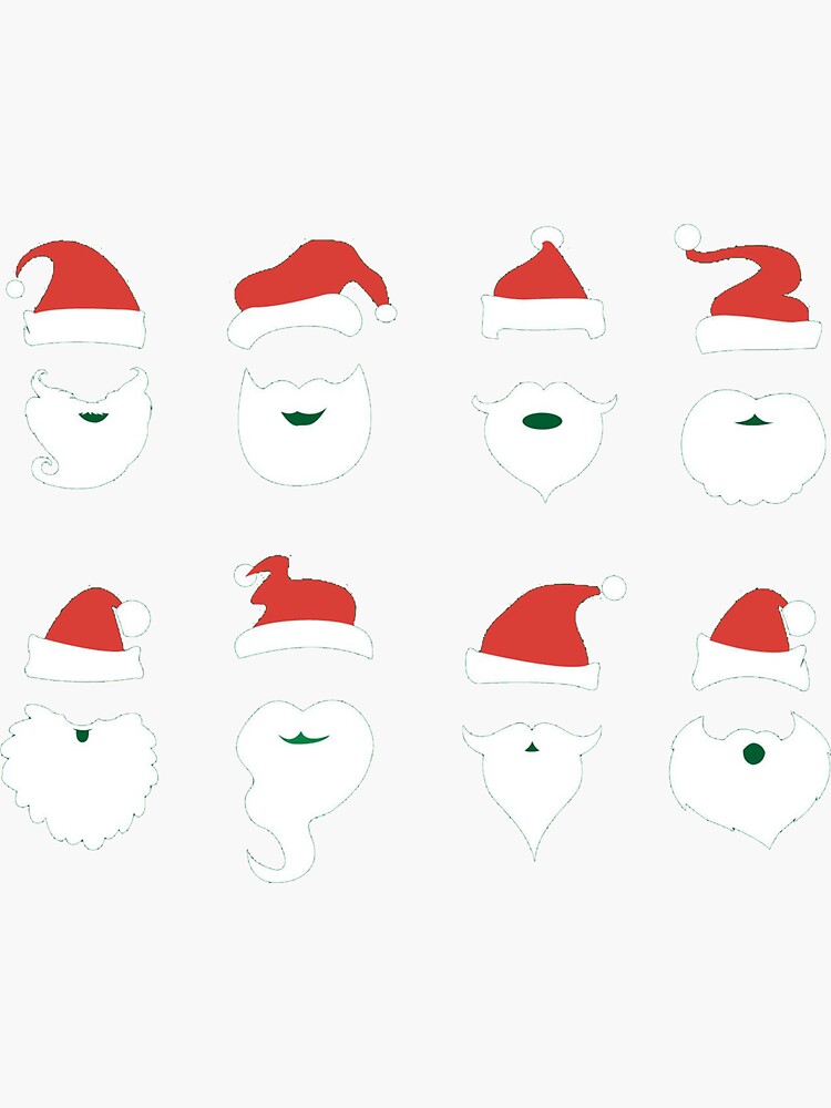 "Santas hats and beards" Sticker for Sale by moundir | Redbubble