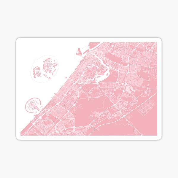 "Dubai, UAE, City Map - Pink" Sticker by helloadventure | Redbubble