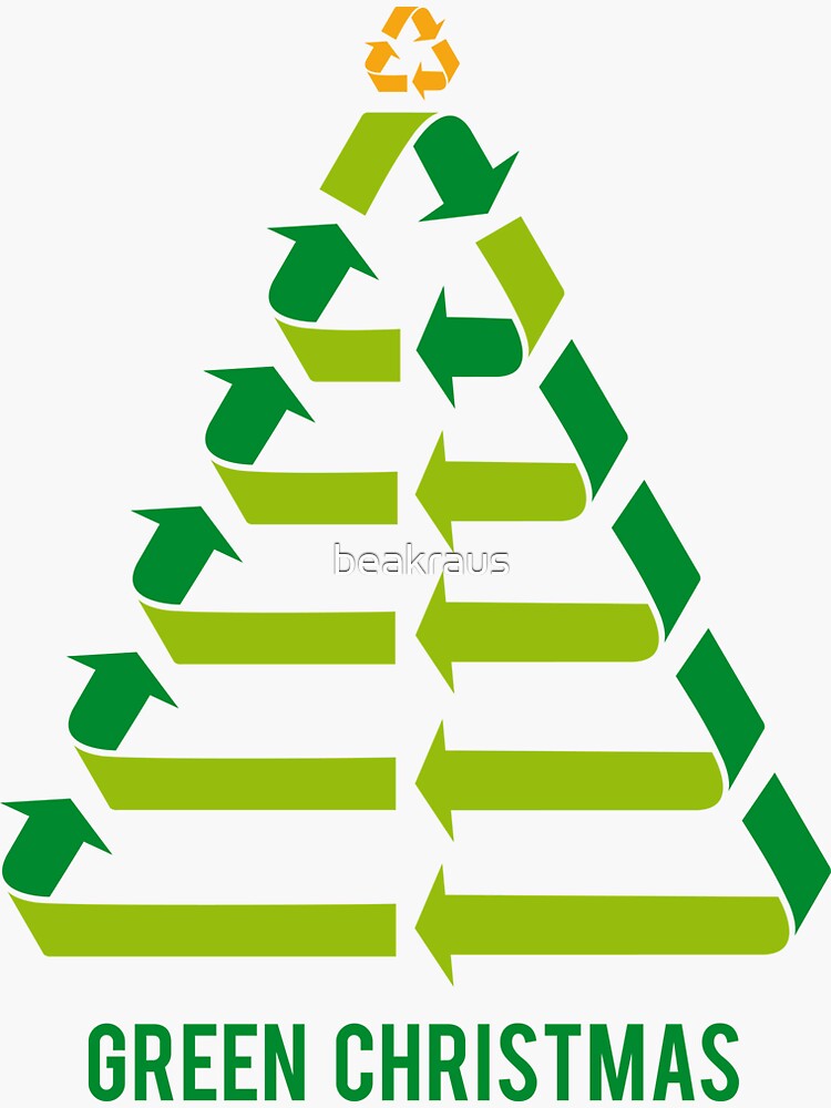 "Christmas tree with recycling signs, recycle symbol" Sticker for Sale ...