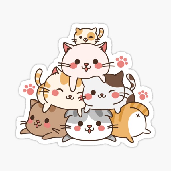 Cute Cartoon Cats Sticker For Sale By Allam99store Redbubble