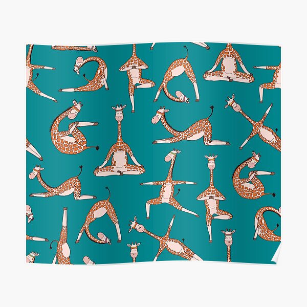 "Cute Giraffes In Yoga Poses" Poster by Studio2point9 | Redbubble
