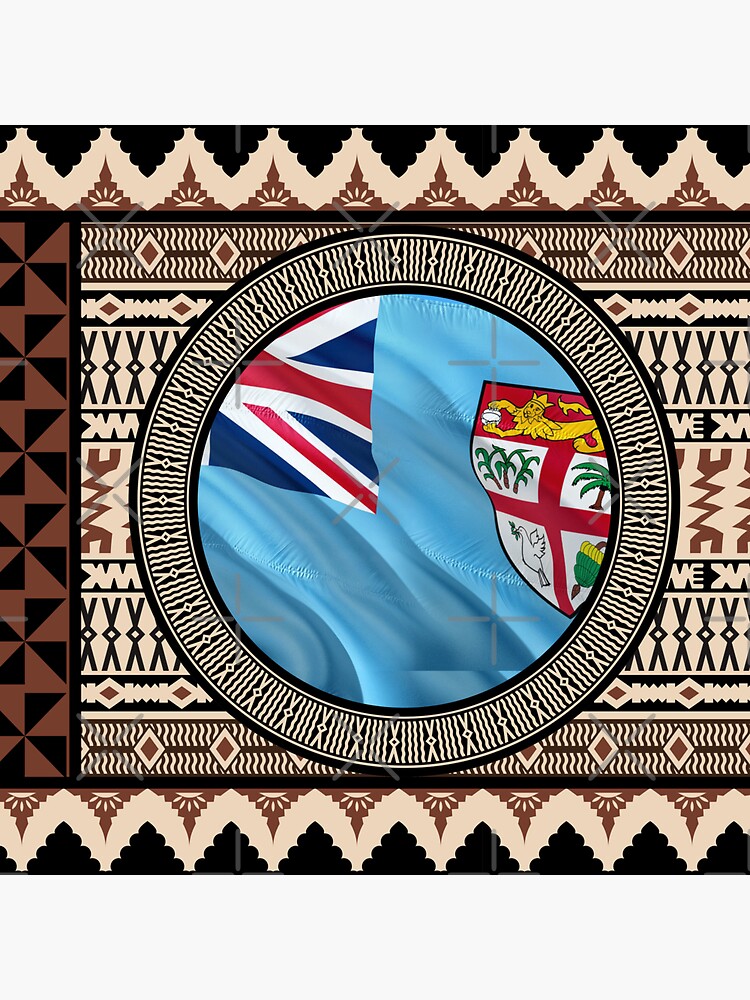 "Fiji Flag Masi Print Authentic Tapa" Sticker for Sale by HueyFiji ...