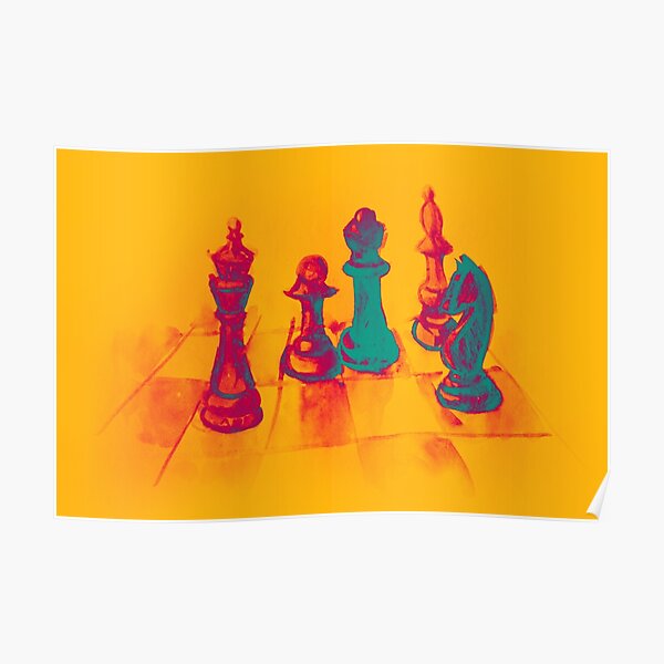 "Chess pieces, colorful watercolor painting" Poster for Sale by ...
