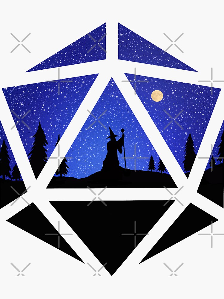 "Wizard night sky d20" Sticker for Sale by Swoerle | Redbubble