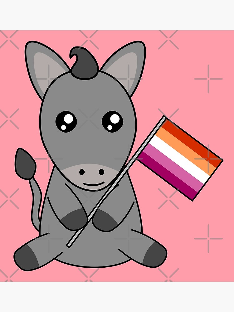 Póster «Burro Kawaii Ondeando la Bandera del Orgullo Lésbico ...