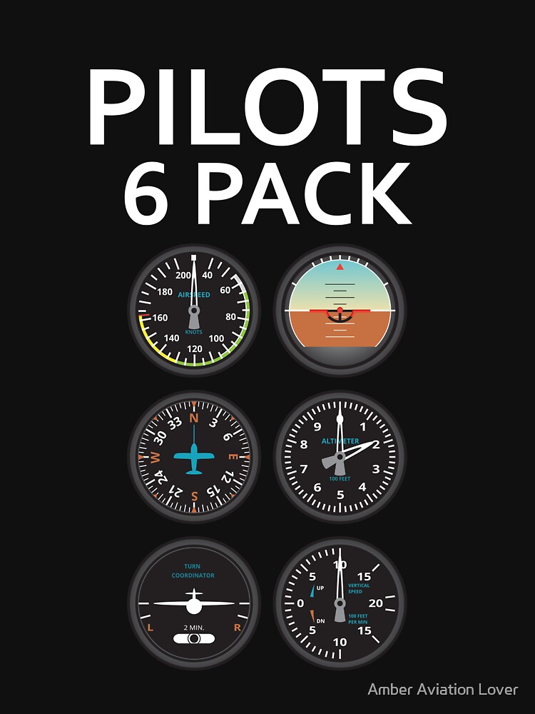 "Pilots Six Pack Airplane Instruments" T-shirt for Sale by ...