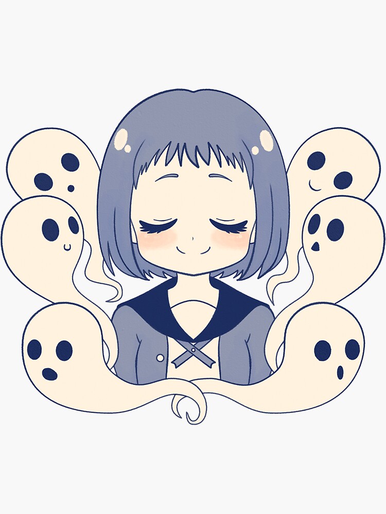 "Cute anime girl with ghosts " Sticker by NarimanArt | Redbubble