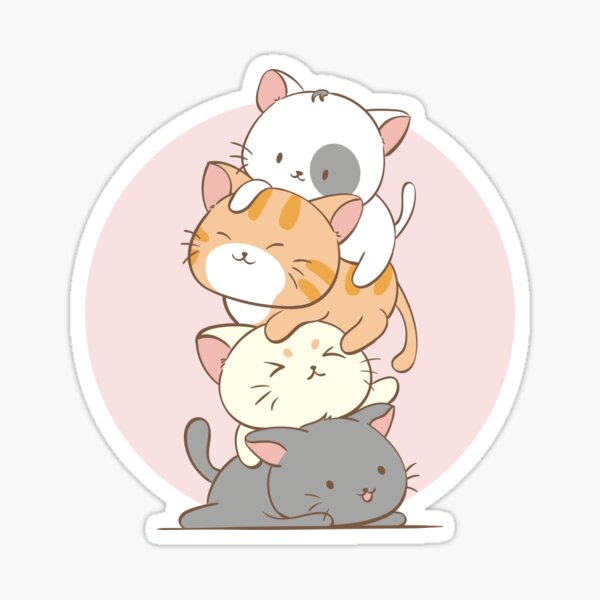 "Meowtain Cute Kawaii Cat Stack Anime Japanese Harajuku Pastel ...