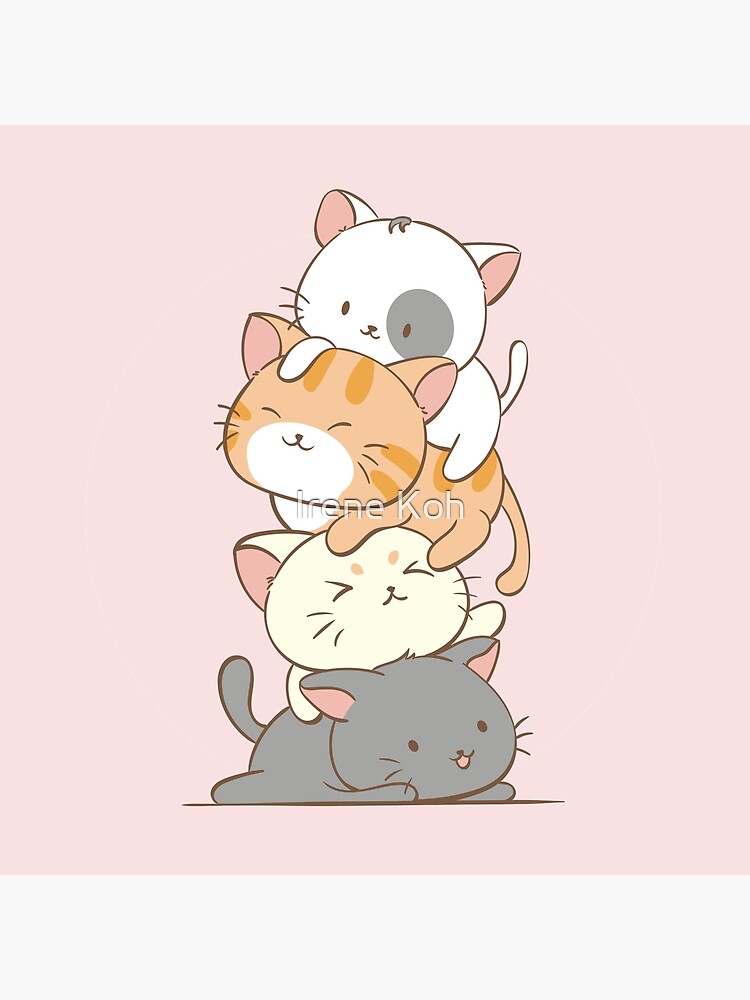 "Meowtain Cute Kawaii Cat Stack Anime Japanese Harajuku Pastel ...