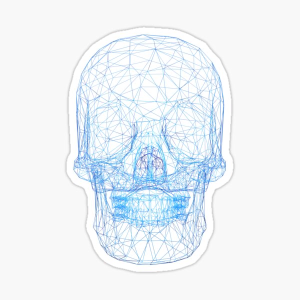 "3D render of a wireframe skull lighted from within" Sticker for Sale ...