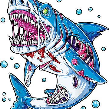 "Shark Zombie " Sticker for Sale by Awruna | Redbubble