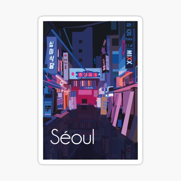 "Seoul illustration" Sticker for Sale by Leah-Design | Redbubble