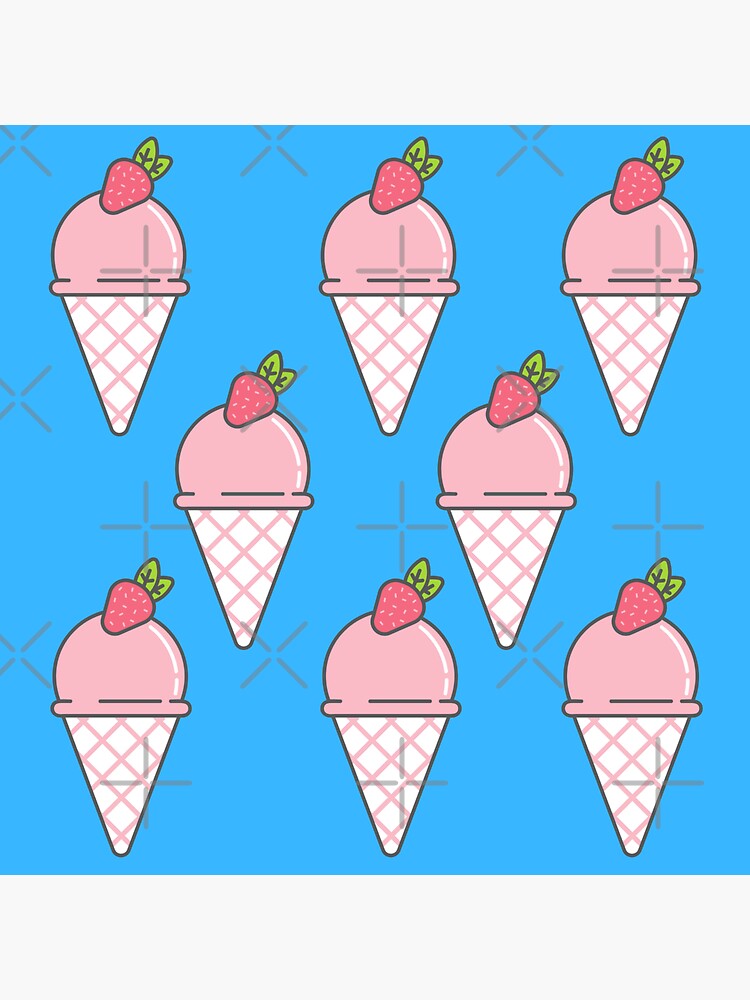 "Pink Strawberry Ice Cream" Sticker by ZCdesigns | Redbubble