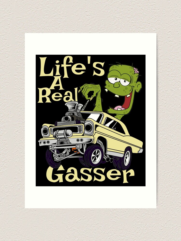 "Hot Rod Gasser Cartoon Outlaw Drag Racing Blown Street Car" Art Print ...