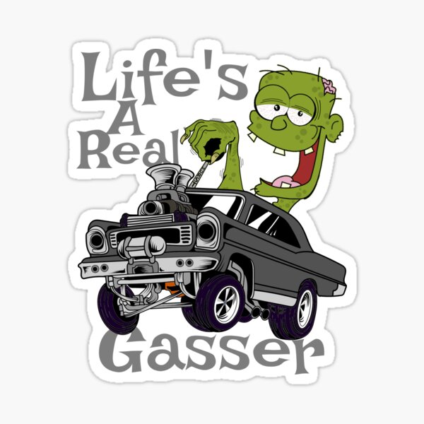 "Hot Rod Gasser Cartoon Outlaw Drag Racing Blown Street Car" Sticker ...