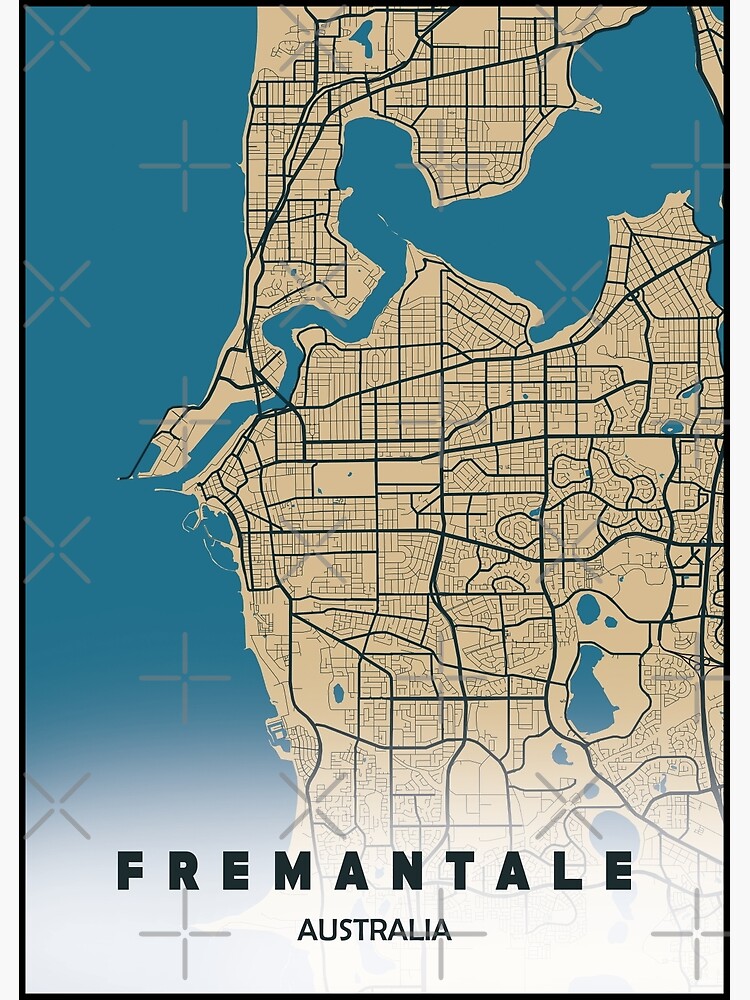 "Fremantle city center map of Australia" Poster for Sale by ...