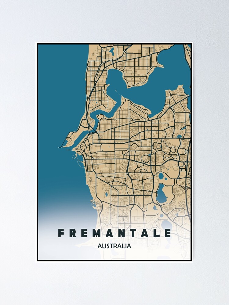 "Fremantle city center map of Australia" Poster for Sale by ...