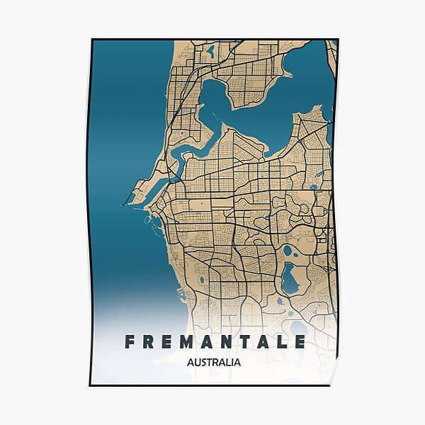 "Fremantle city center map of Australia" Poster for Sale by ...