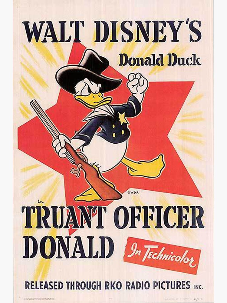 "1940's Vintage Retro Donald Duck Cartoon Poster" Sticker by K1Store ...