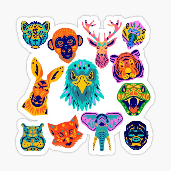 "Neon wild animals" Sticker by jknapp82 | Redbubble