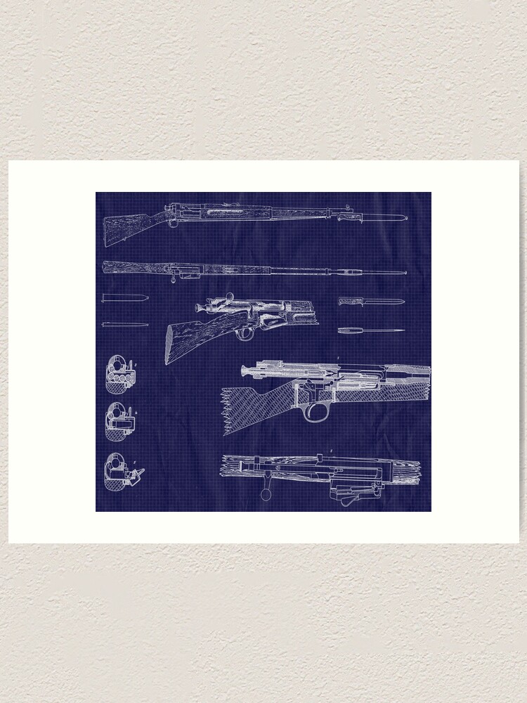 "Vintage Rifle Blueprint - Classic Rifle" Art Print for Sale by ...