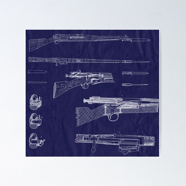 Póster for Sale con la obra «Plano de rifle vintage - Rifle clásico» de ...