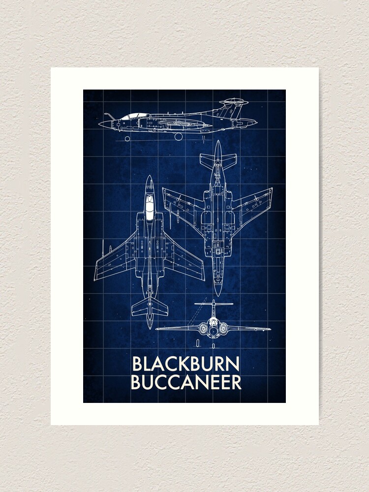 "Blackburn Buccaneer Fighter Jet Blueprint Schematic" Art Print for ...