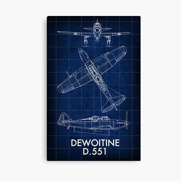 "Dewoitine D.551 Vintage Aircraft Blueprint Schematic" Canvas Print for ...