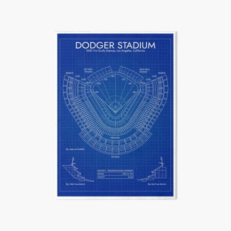 "Dodger Stadium (Blueprint - Vertical)" Art Board Print by BGALAXY ...